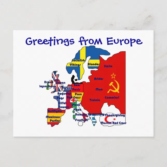 Greetings from Europe postcard | Zazzle
