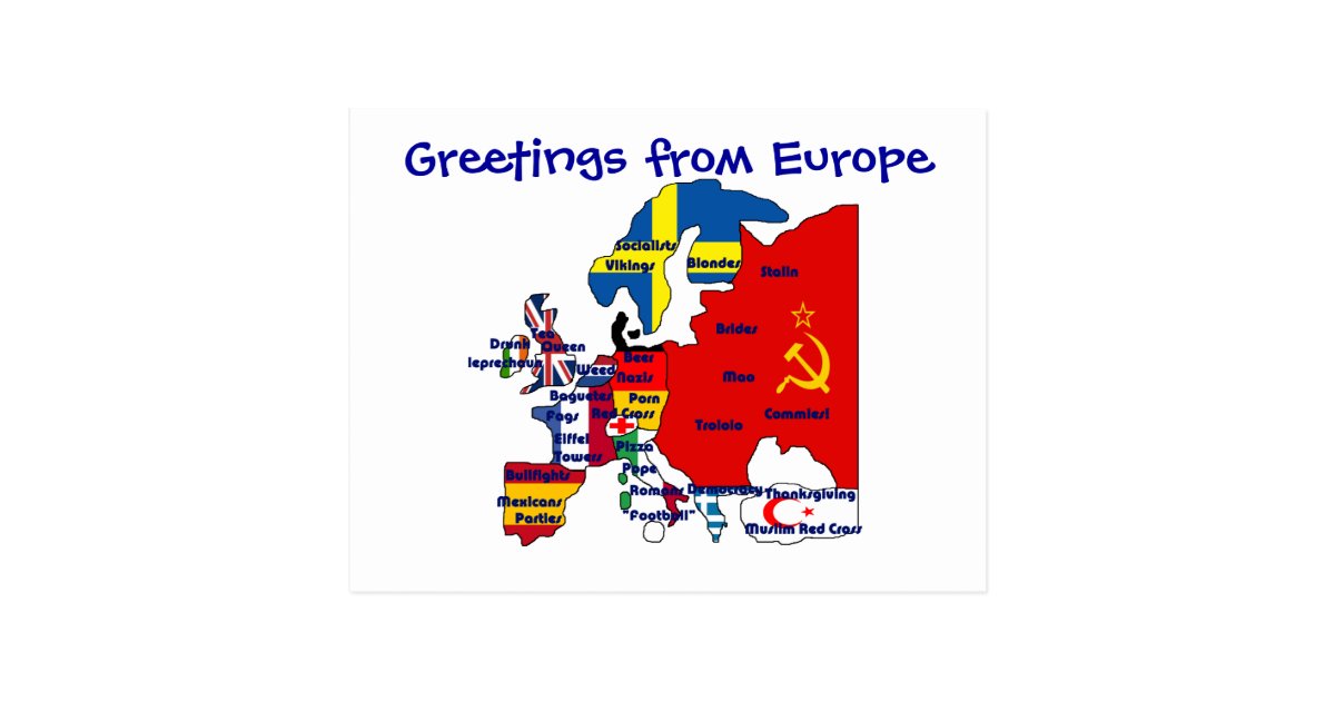 Greetings from Europe postcard | Zazzle.com