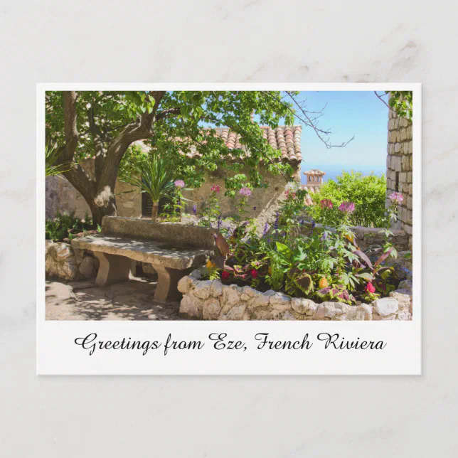 Greetings from Eze, French Riviera Postcard | Zazzle