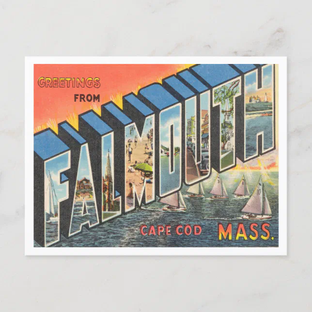Greetings from Falmouth Cape Cod, Massachusetts Postcard | Zazzle