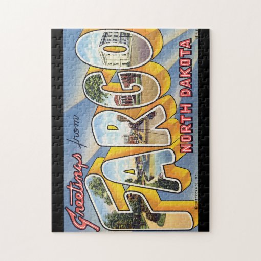 Greetings from Fargo North Dakota_Vintage Travel Jigsaw Puzzle | Zazzle