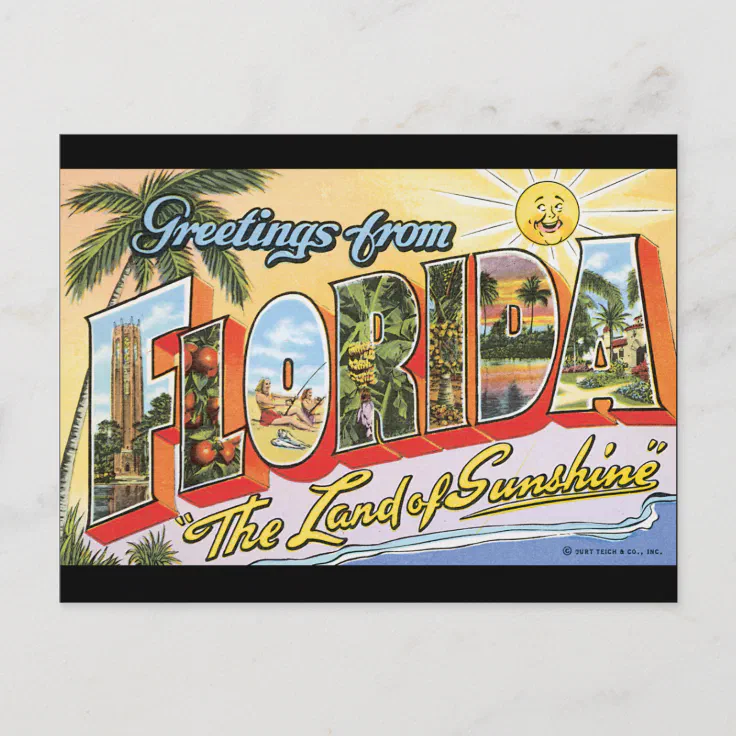 Greetings from Florida_Vintage Travel Poster Postcard | Zazzle