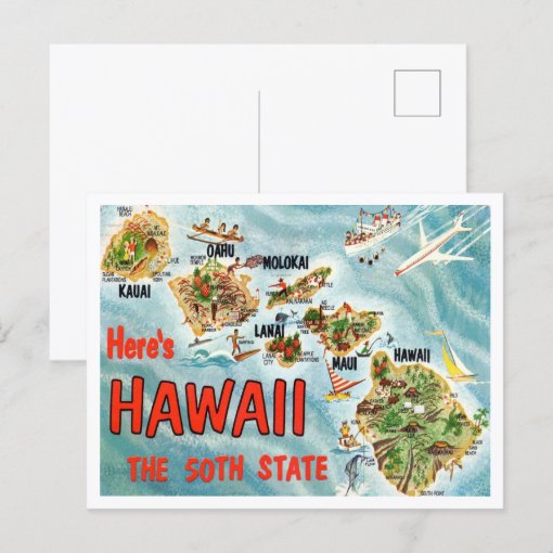 Greetings from Hawaii, the 50th State Travel Postcard | Zazzle