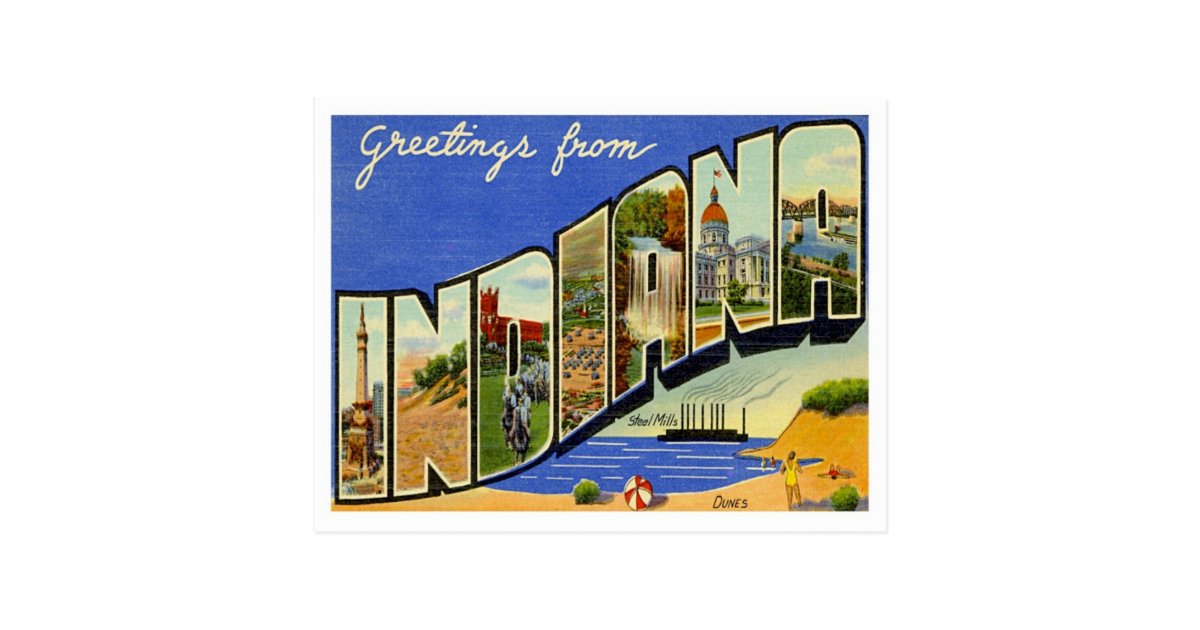 Greetings From Indiana Postcard | Zazzle.com