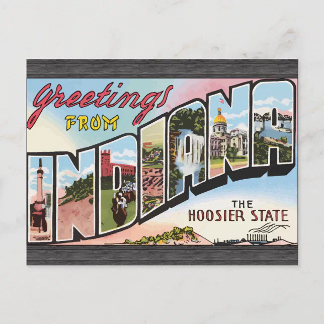 Greetings From Indiana The Hoosier State, Vintage Postcard | Zazzle