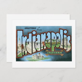 Greetings from Indianapolis, Indiana! Postcard | Zazzle