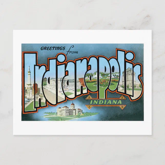 Greetings from Indianapolis, Indiana! Postcard | Zazzle