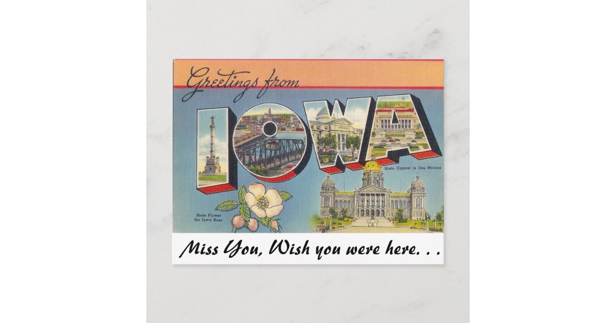 Greetings from Iowa Postcard | Zazzle