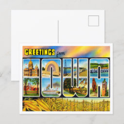 Greetings from Iowa Vintage Travel Postcard | Zazzle