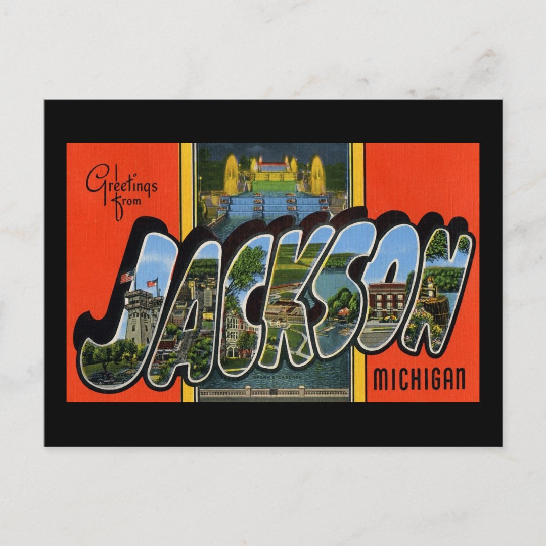 Greetings from Jackson Michigan Postcard | Zazzle