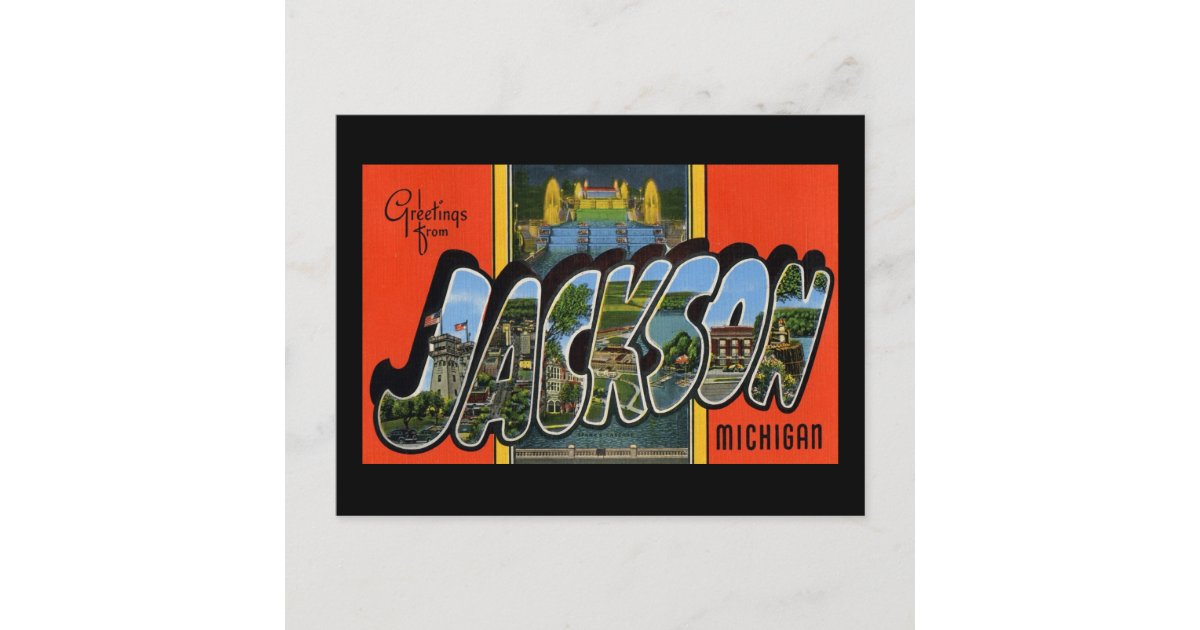 Greetings from Jackson Michigan Postcard | Zazzle