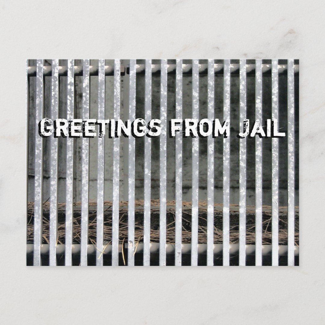 Greetings from Jail Humorous Postcard | Zazzle