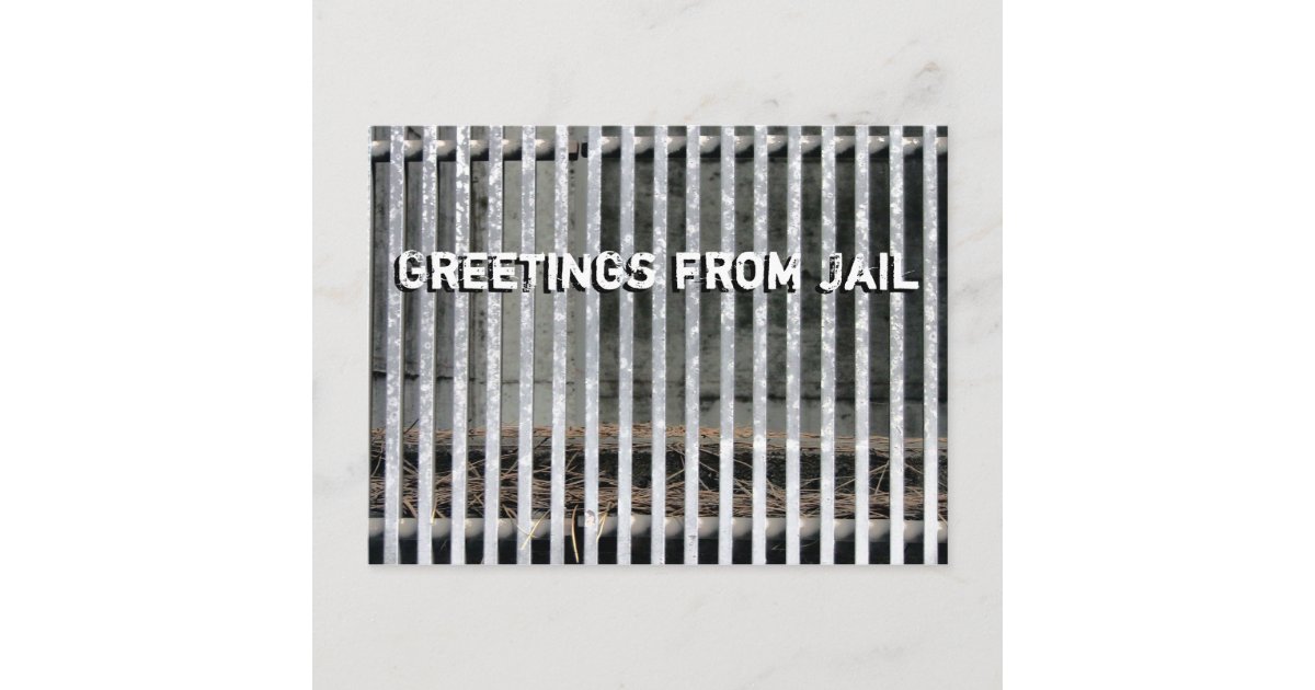 Greetings from Jail Humorous Postcard | Zazzle