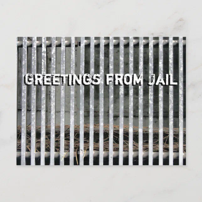 Greetings from Jail Humorous Postcard | Zazzle