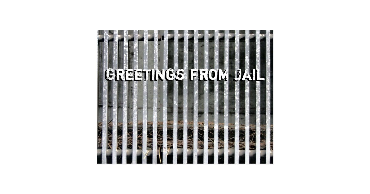 Greetings from Jail Humorous Postcard | Zazzle.com