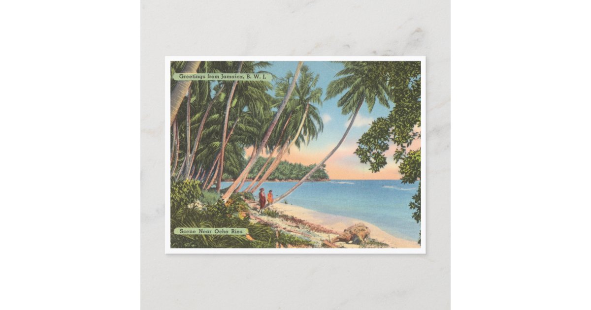 Greetings from Jamaica Vintage Beach Scene Postcard | Zazzle