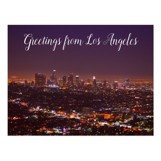 Greetings from Los Angeles Postcard Skyline | Zazzle.com