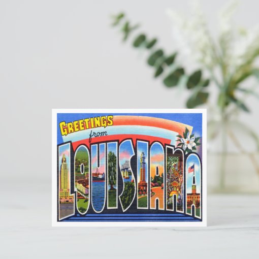 Greetings from Louisiana Vintage Travel Postcard | Zazzle