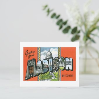 Greetings from Madison, Wisconsin! Postcard | Zazzle