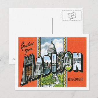 Greetings From Madison Wisconsin US City Postcard | Zazzle