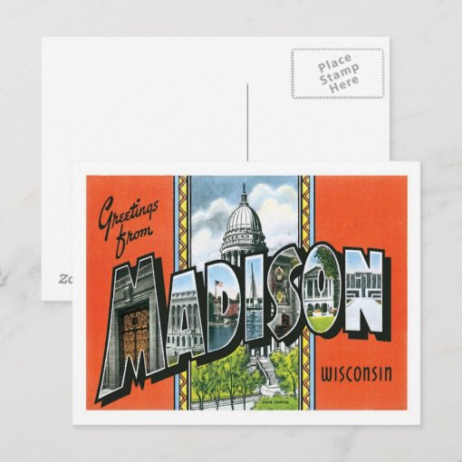 Greetings From Madison Wisconsin US City Postcard | Zazzle