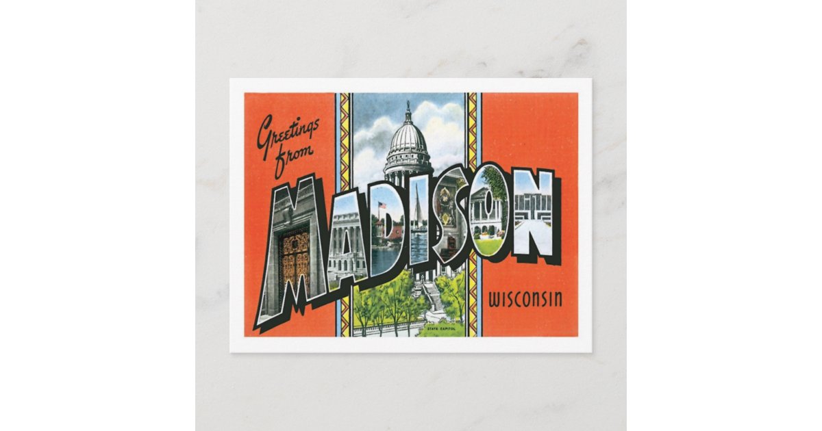 Greetings From Madison Wisconsin US City Postcard | Zazzle