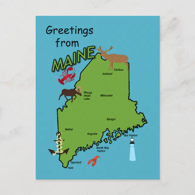 Greetings From Maine Postcard | Zazzle