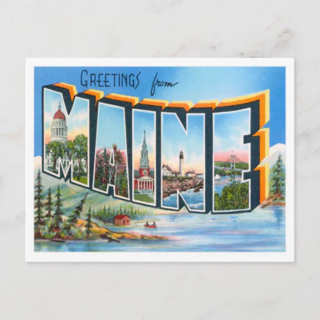 Greetings From Maine Postcard | Zazzle