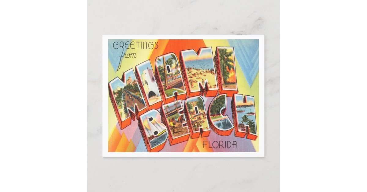 Greetings from Miami Beach, Florida Vintage Travel Postcard | Zazzle
