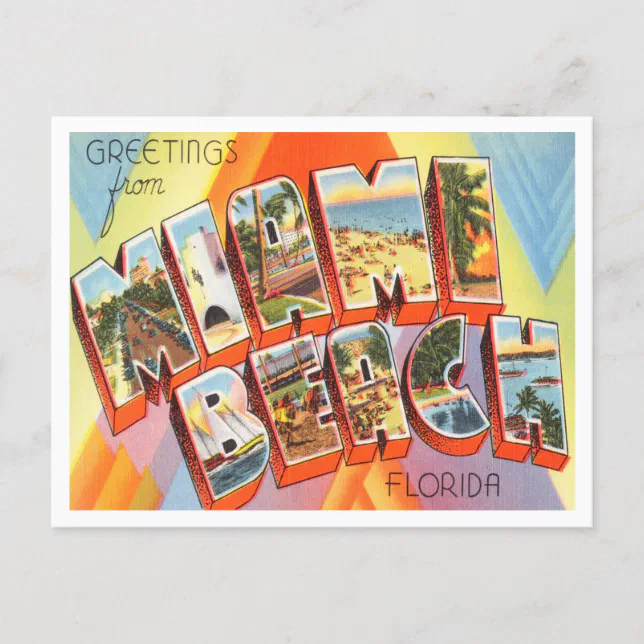 Greetings from Miami Beach, Florida Vintage Travel Postcard | Zazzle