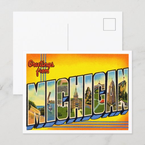 Greetings from Michigan Vintage Travel Postcard | Zazzle
