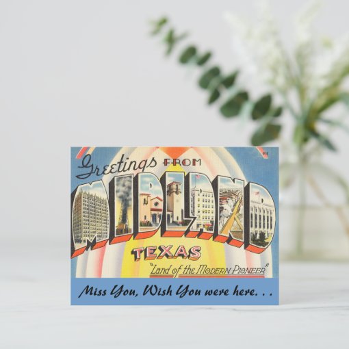 Greetings from Midland Postcard | Zazzle
