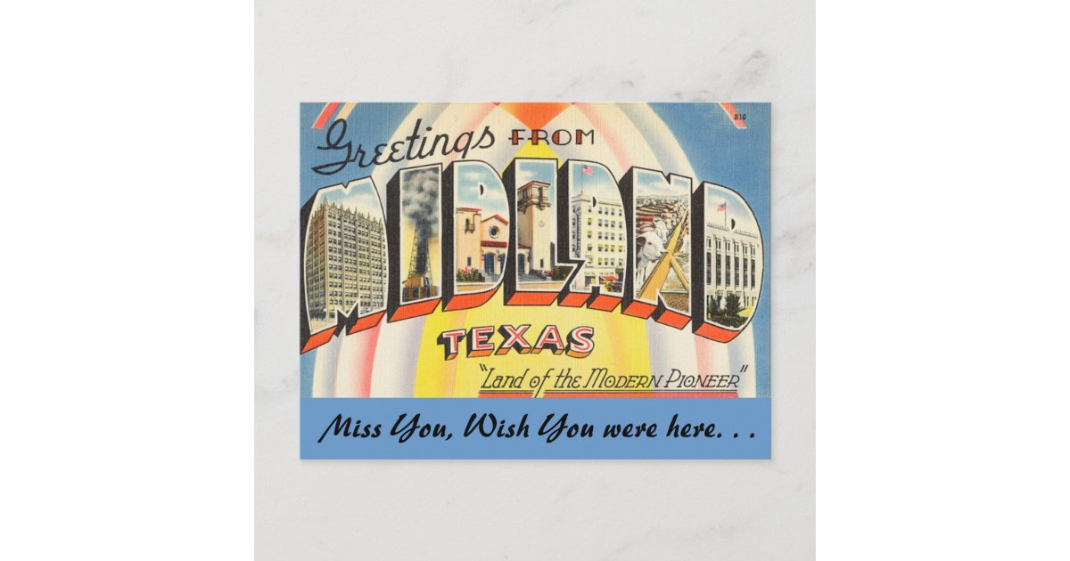 Greetings from Midland Postcard | Zazzle