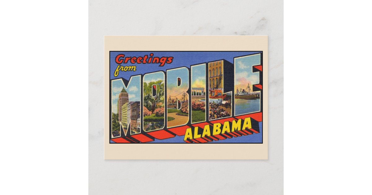 Greetings from Mobile Alabama Letter Postcard | Zazzle