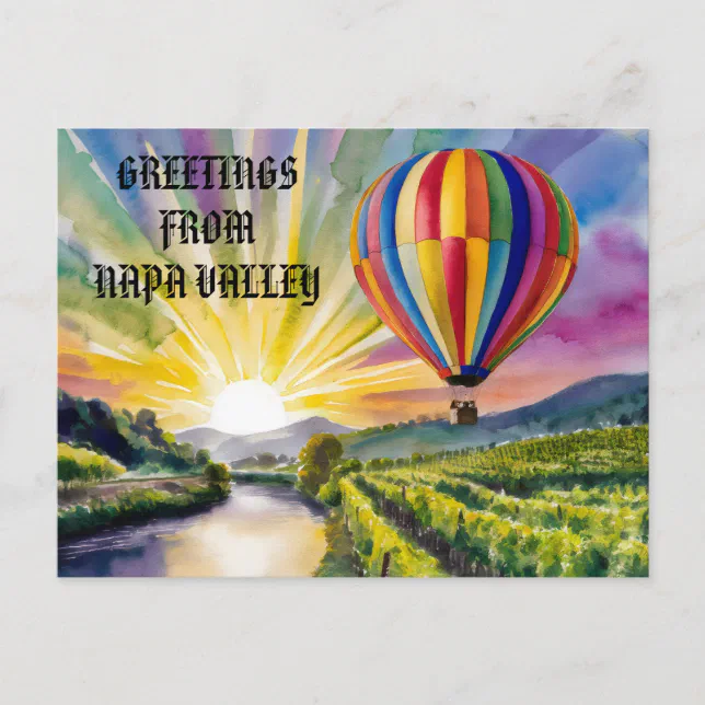 Greetings from Napa Valley Travel Edit Text Photo Postcard | Zazzle