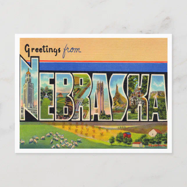 Greetings from Nebraska Vintage Travel Postcard | Zazzle