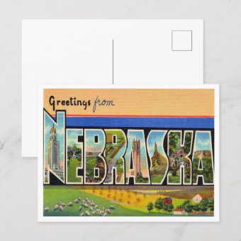 Greetings from Nebraska Vintage Travel Postcard | Zazzle