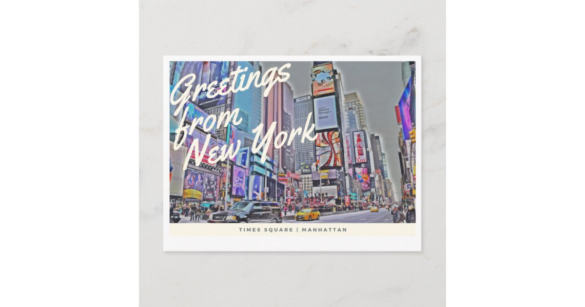 Greetings from New York Times Square postcard | Zazzle