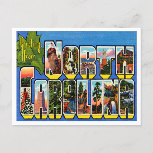 Greetings from North Carolina Vintage Travel Postcard | Zazzle