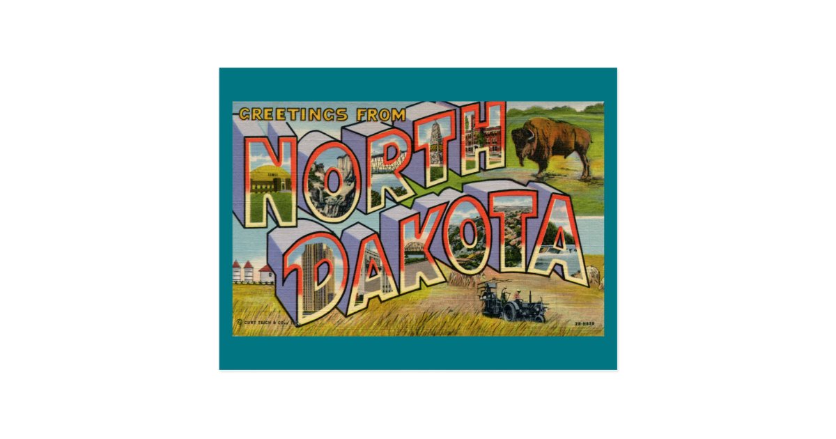 Greetings From North Dakota Postcard | Zazzle.com