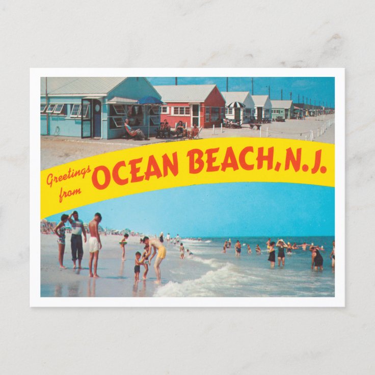 Greetings from Ocean Beach, New Jersey Travel Postcard | Zazzle