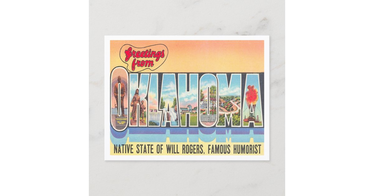Greetings from Oklahoma Vintage Travel Postcard | Zazzle