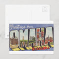 Greetings from Omaha NE Large Letter vintage theme Postcard | Zazzle
