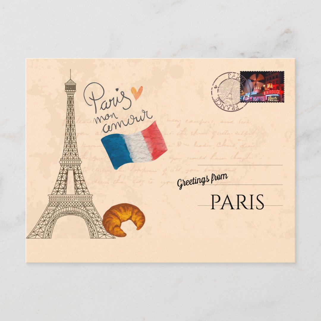 Greetings from Paris Postcard | Zazzle