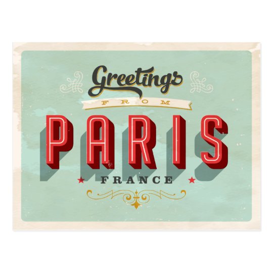 Greetings From Paris Postcard | Zazzle.com