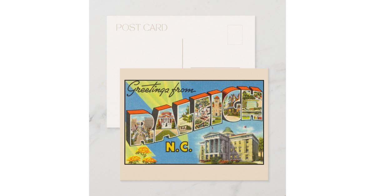 Greetings from Raleigh North Carolina Large Letter Postcard | Zazzle