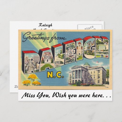 Greetings from Raleigh, North Carolina Postcard | Zazzle