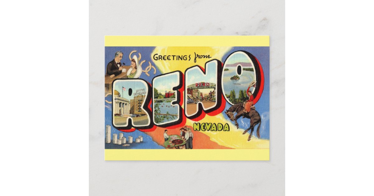 Greetings from Reno Nevada Travel Postcard | Zazzle