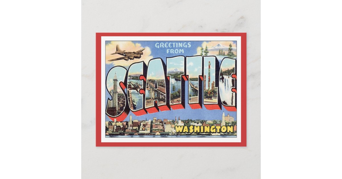 Greetings From Seattle, Washington USA Postcard | Zazzle