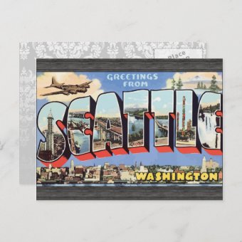 Greetings From Seattle Washington, Vintage Postcard | Zazzle